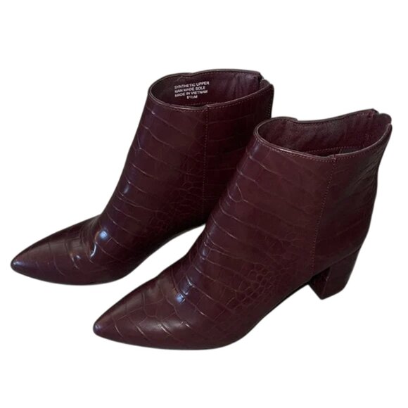 Ann Taylor | Shoes | Ann Taylor Crocembossed Burgundy Ankle Boots ...